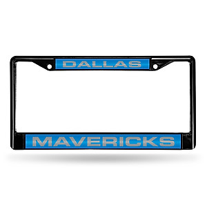 Rico Industries NBA Dallas Mavericks Black Black Laser Cut Chrome Frame 12" x 6" 12" x 6" Black Laser Cut Chrome Frame - Car/Truck/SUV Automobile Accessory