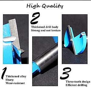 Auniwaig Forstner Drill Bits, 21mm Dia Wood Hole Saw, Auger Opener Cemented Carbide, 80mm Length Woodworking Hinge Hole Drilling Boring Bit Cutter, Round Shank, Blue, 1 Pcs