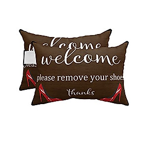 SEVENBABU Throw Pillows with Strap, Neck & Lumbar Support Pillow Oudoor Patio Pillows, Welcome Red High Heels Vintage Background Pillow for Recliner, Beach Chair, Office Chair, Sofa, Armchair