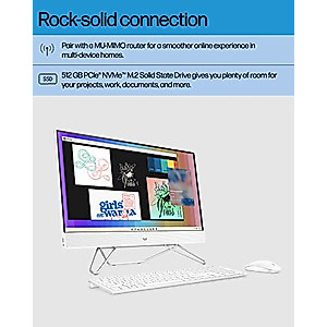 HP All-in-One Bundle PC, 23.8" FHD Micro-Edge Touchscreen Display, 12th Generation Intel Core i5 Processor, Intel Iris Xe Graphics, 8 GB RAM, 512 GB SSD, Windows 11 Home OS, Wi-Fi (24-cb1170, 2022)