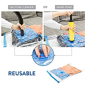 WonderWorker Press, 12 Vacuum Storage Bags, Nearly 80% More Compression Than Other Brands, Storage Bags for Bedding, Pillow, Blankets, Clothes etc.