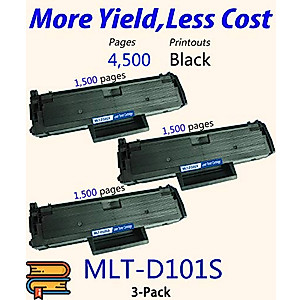 3-Pack ColorPrint Compatible Toner Cartridge Replacement for Samsung MLTD101S MLT-D101S 101S Used for ML-2160 ML-2165 ML-2165W SCX 3400 3400F 3400FW SCX-3405 SCX-3405F 3405FW SF-760P Printer (Black)