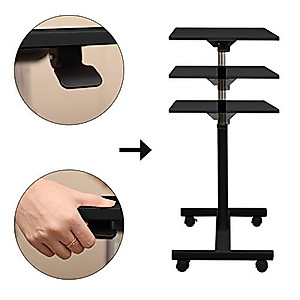Height Adjustable Laptop Desk Mobile Standing Desk Multi-Function Home Office Moveable Desk with Wheels Black…