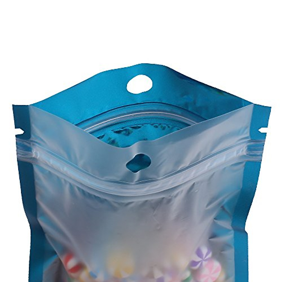 100PCS Matte Clear/Blue/Silver Metallic Mylar Foil Flat Ziplock Bags 9.5x17cm (3.7x6.7")