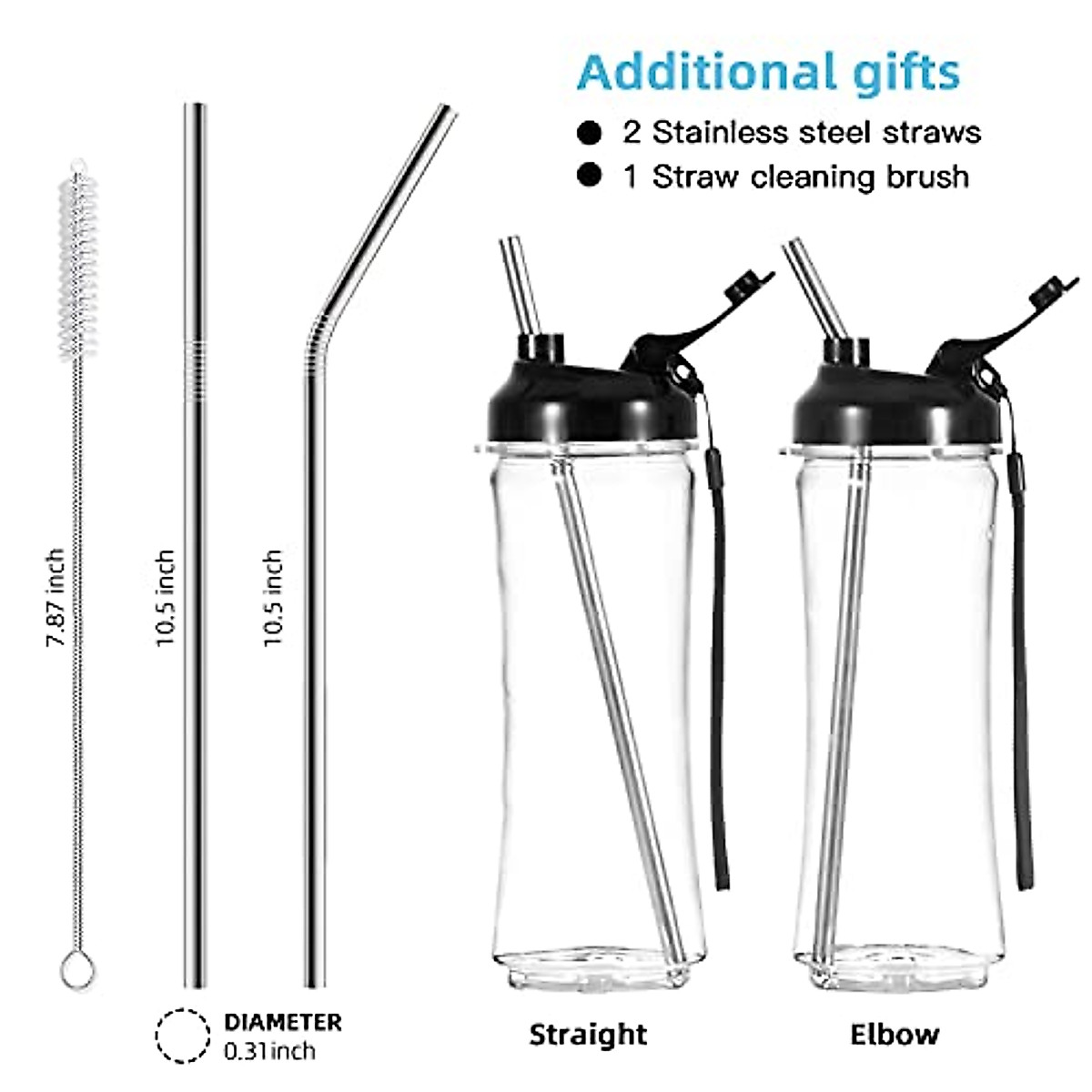 La Reveuse Smoothie Blender Personal Size 300 Watts with 2 Pieces 18 oz BPA-free Travel Sports Bottles,Grey (Pink)