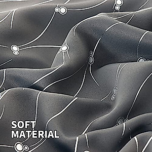 BGment Blackout Curtains for Bedroom 84 Inch Long, Grommet Thermal Insulated Room Darkening Window Curtains with Wave Line and Dots Printed for Living Room 2 Panels Set, 52 x 84 Inch, Dark Grey