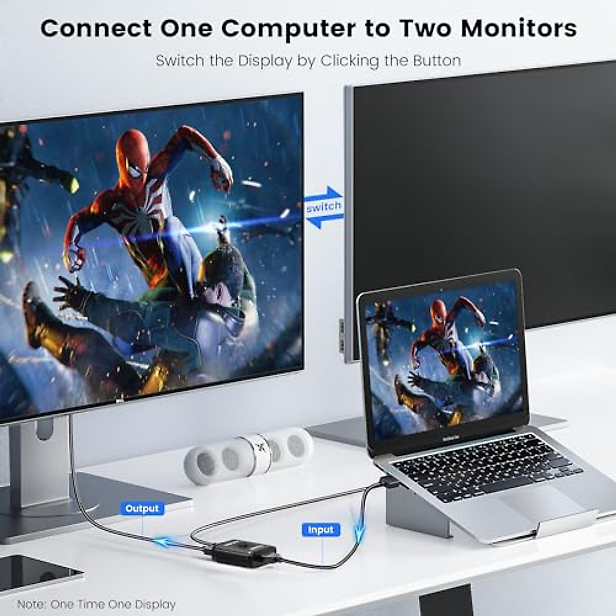 HDMI Switch, FOINNEX Bidirectional HDMI Switcher, 4K@60Hz HDMI Splitter 2 in 1 Out Support PS4/3, Xbox, NS, Blu-Ray Player, Roku (One time 1 Display)