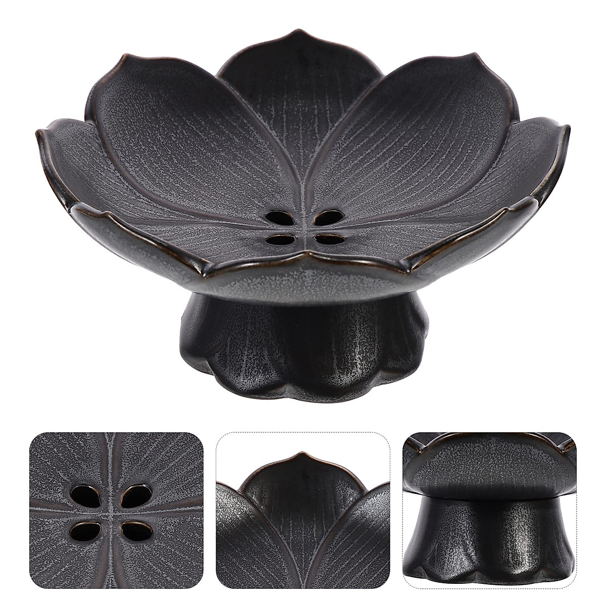 DOITOOL Fruit Tray Ceramic Footed Fruit Bowl: Lotus Shaped Snacks Plate Decorative Dessert Cake Serving Bowl Appetizers Platter Tray for Home Party Kitchen Ceramic Fruit Bowl