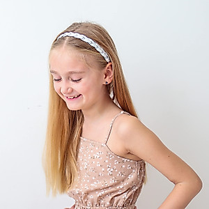 FROG SAC 3 Glitter Headbands for Girls, Adjustable No Slip Headband for Kids, Sparkly Stretch Hair Bands for Tweens, Bling Elastic Nonslip Teen Girl Hair Accessories