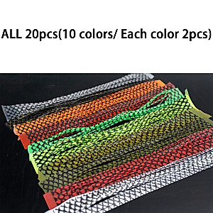 10 Colors 20 pcs Fishing Jig Lures Rubber Skirt Tab Multicolor Silicone Skirts Whole Sheet DIY Spinner Bait Squid Rubber Thread Lures Regular Skirt Collars Included Fly Tying Material Stripe Spots