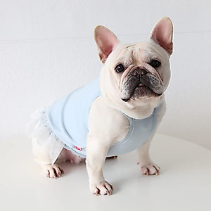 French Bulldog Vest,Dog Cotton Shirt Vest Lightweight Stretchy Dog T-Shirts Sleeveless Vests Breathable Clothes (Lace,Medium)