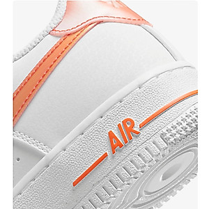 Nike Big Kid's Air Force 1, White/Safety Orange, 5.5 Big Kid