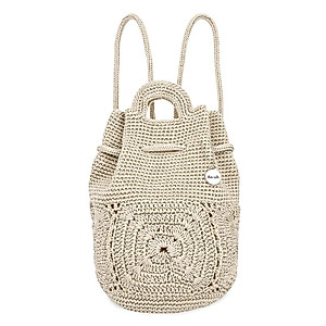 The Sak Dylan Backpack in Crochet, Dual Shoulder Straps, Natural Patch