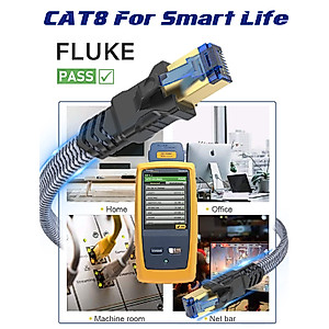 Cat 8 Ethernet Cable 30 ft, Fastest Cat8 Internet Network Cable High Speed 2000Mhz 40Gbps S/FTP RJ45 Cables for Gaming/PS4/5/Modem/Router, Braided Heavy Duty LAN Cable Shielded in Wall/Indoor&Outdoor