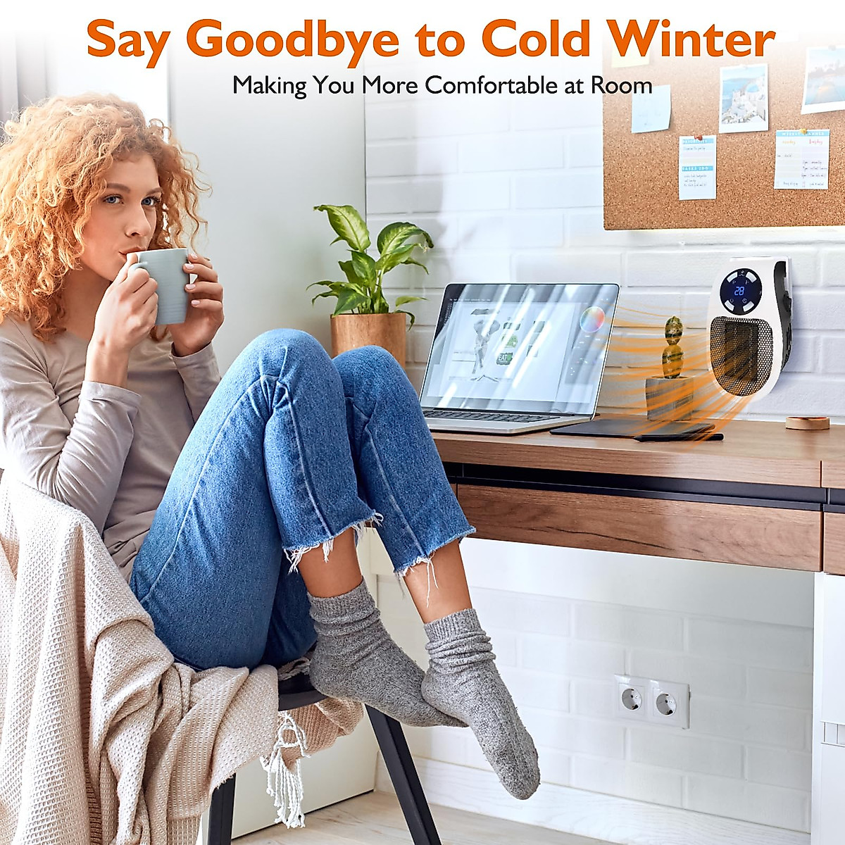 Plug in Heater for Indoor Use, 2PCS Upgrade 500W Mini Space Heater as Seen on TV, Wall Outlet Quiet Space Heater with Adjustable Thermostat & Timer & Led Display for Office Bathroom Bedroom