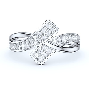 PRSTANI Solid 10K White Gold Romantic Criss-Cross Split Shank Simulated Diamond Promise Ring Wedding Band For Women (7)