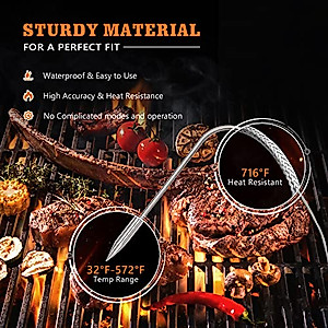 2-Pack Temperature Meat Probe Replacement for Rec tec Wood Pellet Grill, Recteq Grill Accessories, with Thermometer Probe Holder Clip