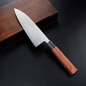 MSY BIGSUNNY 7 inch Deba knife Kitchen Cooking Chef Sushi Knife High Carbon Stainless Steel Blade with Rose wood Handle