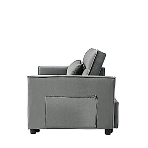 Verfur 3 in 1 Pull Bed Sleeper, Modern Upholstered Loveseat Lounge Sofa & Couches w/Reclining Backrest, Convertible Futon Love Seat Sofabed, Grey 55.2"