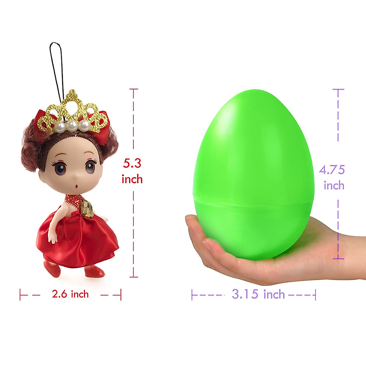 Jumbo Easter Eggs Basket Stuffers with Fashion Beauty Doll and Stickers for Girls Toddler Kids