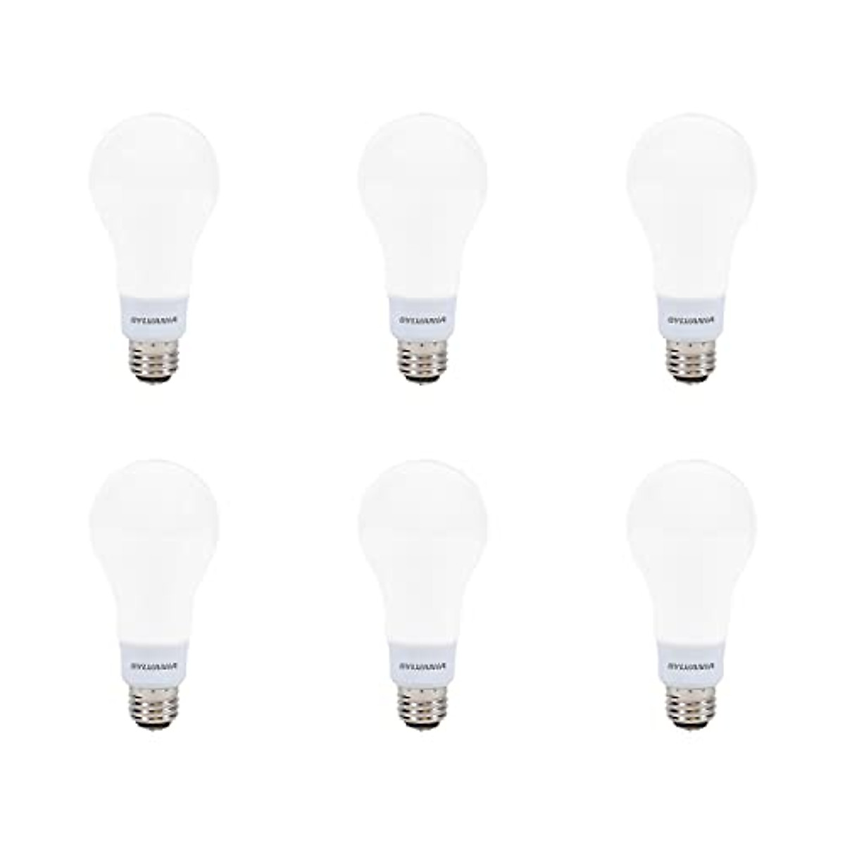 Sylvania Reduced Eye Strain A21 LED Light Bulb, 3-Way 40W / 60W / 100W, 13 Year, Dimmable, Frosted, 5000K, Daylight - 6 Pack (41234)