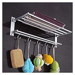 Towel BAR Rack Bathroom Towel Rack Wall Mounted Towel Holder,2 Layer Aluminum Wall-Mounted Shower Shelf,Metal Bathroom Towel Coat Rack Shower Tray Bathroom Towel Bracket