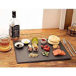 WLWNWFT 2 Pcs 16x12in Large Slate Cheese Boards Slate Board for Meat Cheese Appetizers, Slate Cheese Tray Serving Plate Tray Serving Stone Board Slate Platter with 2 Chalks for Christmas Housewarming