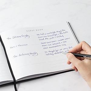 Useful Co. Black Guest Book, Use as Guest Book Wedding Reception, Sign in Book, Guest Book for Vacation Home, Funeral Guest Book, Hardbound Guestbook, Leather Cover, 112 Pages, 9 x 7 Inches