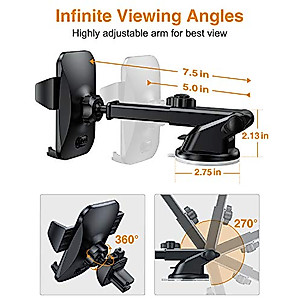 VANMASS [Upgraded] Cell Phone Holder Car [Anti-Slip Soft Silicone & Powerful Suction] Dashboard Windshield Universal Phone Car Mount, Compatible with iPhone 14 13 12 11 Pro Max &Truck/SUV/Jeep (Gray)