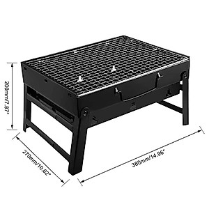 TAMYID Charcoal Grills, Folding Portable Barbecue Charcoal Grill Stainless Steel Small Mini BBQ Tool Kits For Outdoor Cooking Camping Picnics Beach