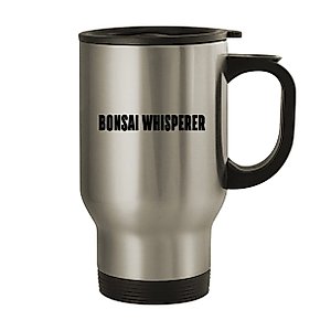 Molandra Products Bonsai Whisperer - 14oz Stainless Steel Travel Mug, Silver