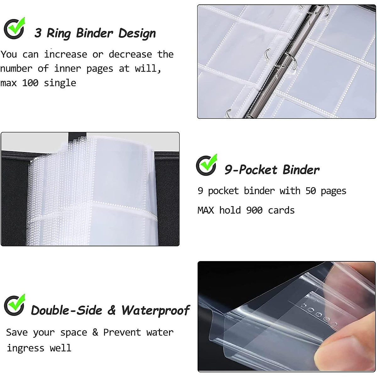 Basketball Card Binder with Sleeves, 900 Pockets Trading Card Holder Protectors Albums, Card Storage Organizer Case Compatible with Basketball Card and other Trading Cards