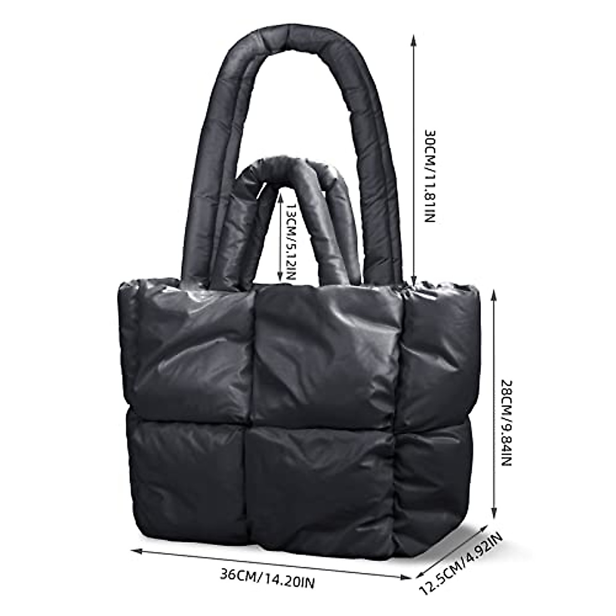 SADDROP Handbags for women,handbags,Large Puffer Tote Bag, Luxury Chic Quilted Cotton Padded Designer Handbags for Women, Winter Soft Puffer Shoulder Bag，Hobo bags for women，Trendy tote bag(Black)