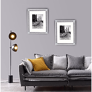 Meetart Sparkle Crystal Silver Glitter Mirror Glass Photo Frame 11x14 inch Mate to 8x10 inch 2 Piece Pack