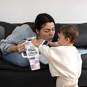 Mom Daily Affirmations Tumbler 40 OZ, New Mom Gift After Birth, First Time Moms to Be, Postpartum Cup for Birthday, Mother's Day, Christmas