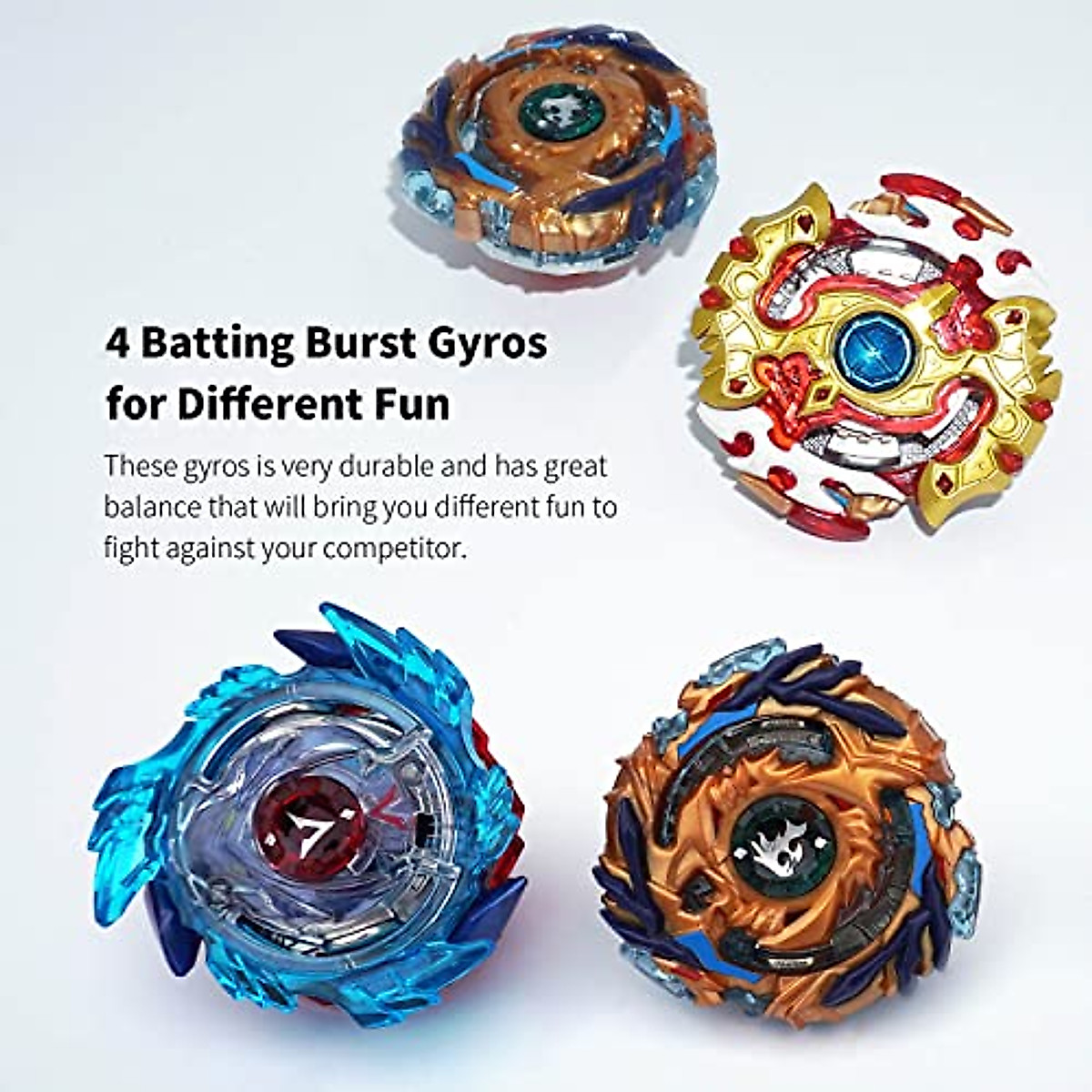 Bey Battling Spinning top for Kids Boys Ages 6+, Battling Game Toys, High Performance Tops with Launcher and Grip Starter, Gyro Toy Set Gift Packed in Storage Case Includes 4 Burst Gyros