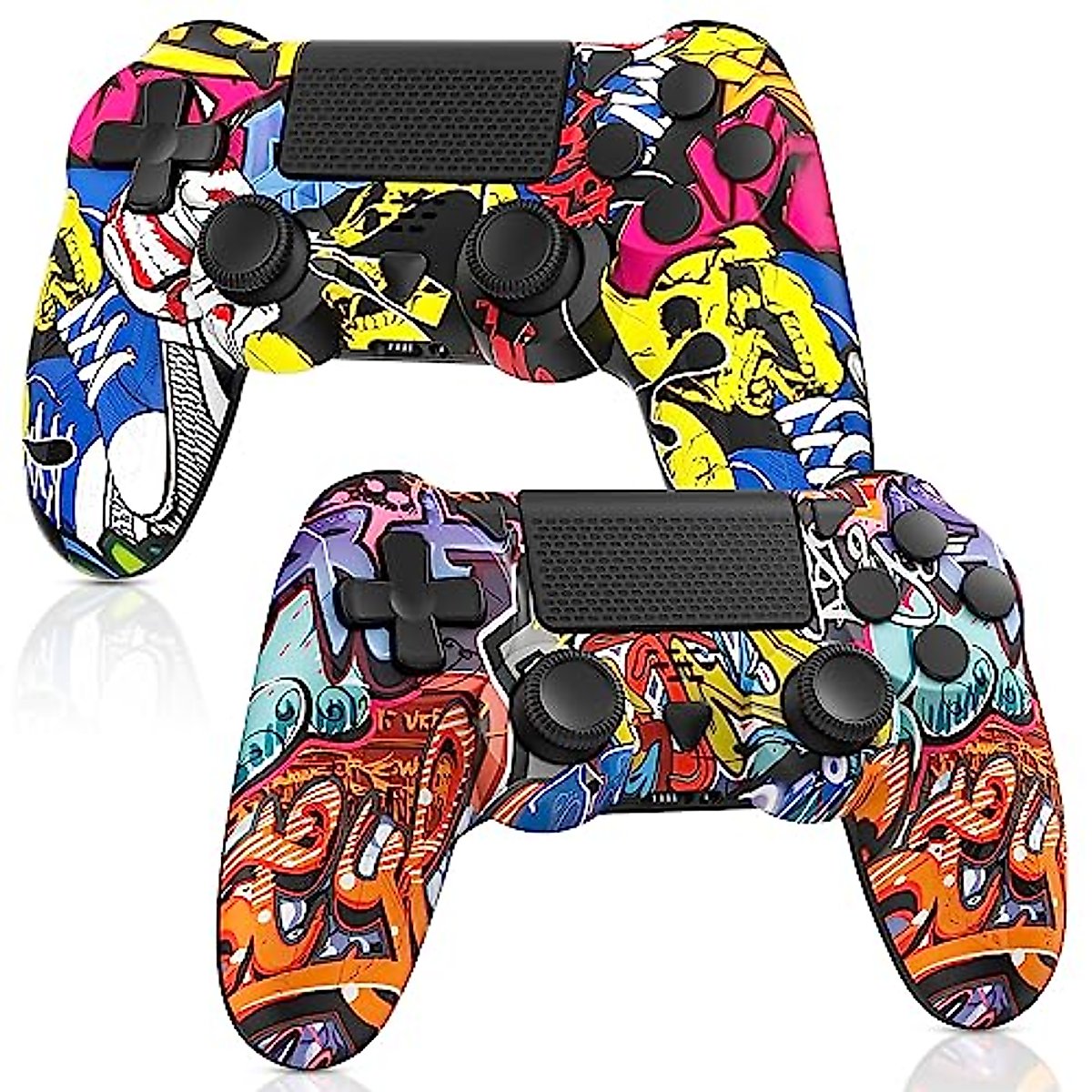 Gamrombo 【Upgraded 2 Pack Wireless Controller Replacement for PS4, Compatible with Playstation 4/Pro/Slim/PC Windows, Built-in 1000mAh Battery with Dual Vibration/6-Axis Motion Sensor/Audio Jack