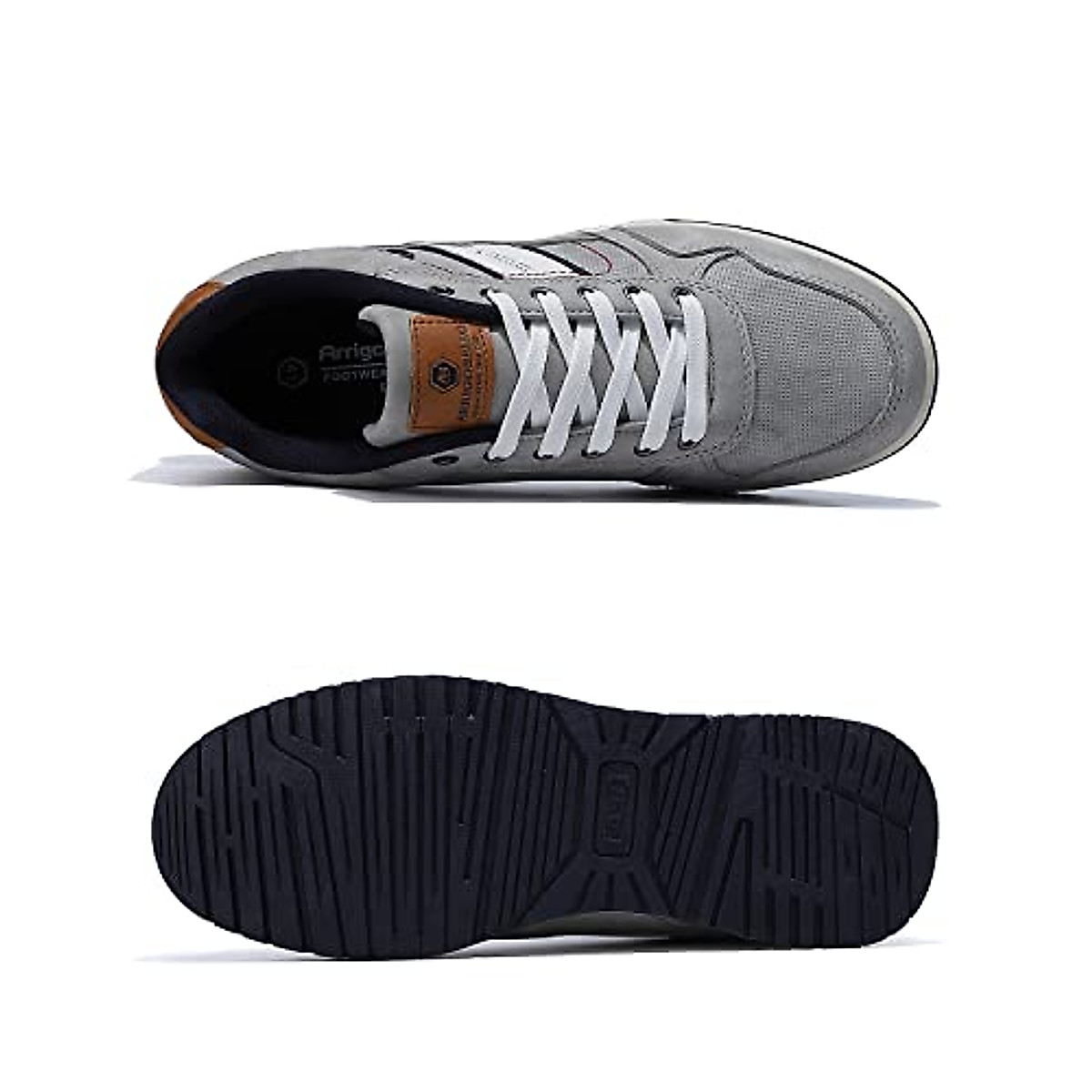 AX BOXING Mens Casual Shoes Comfortable PU Leather Fashion Sneakers Breathable Low-Top Walking Shoes(Grey, Size_10)