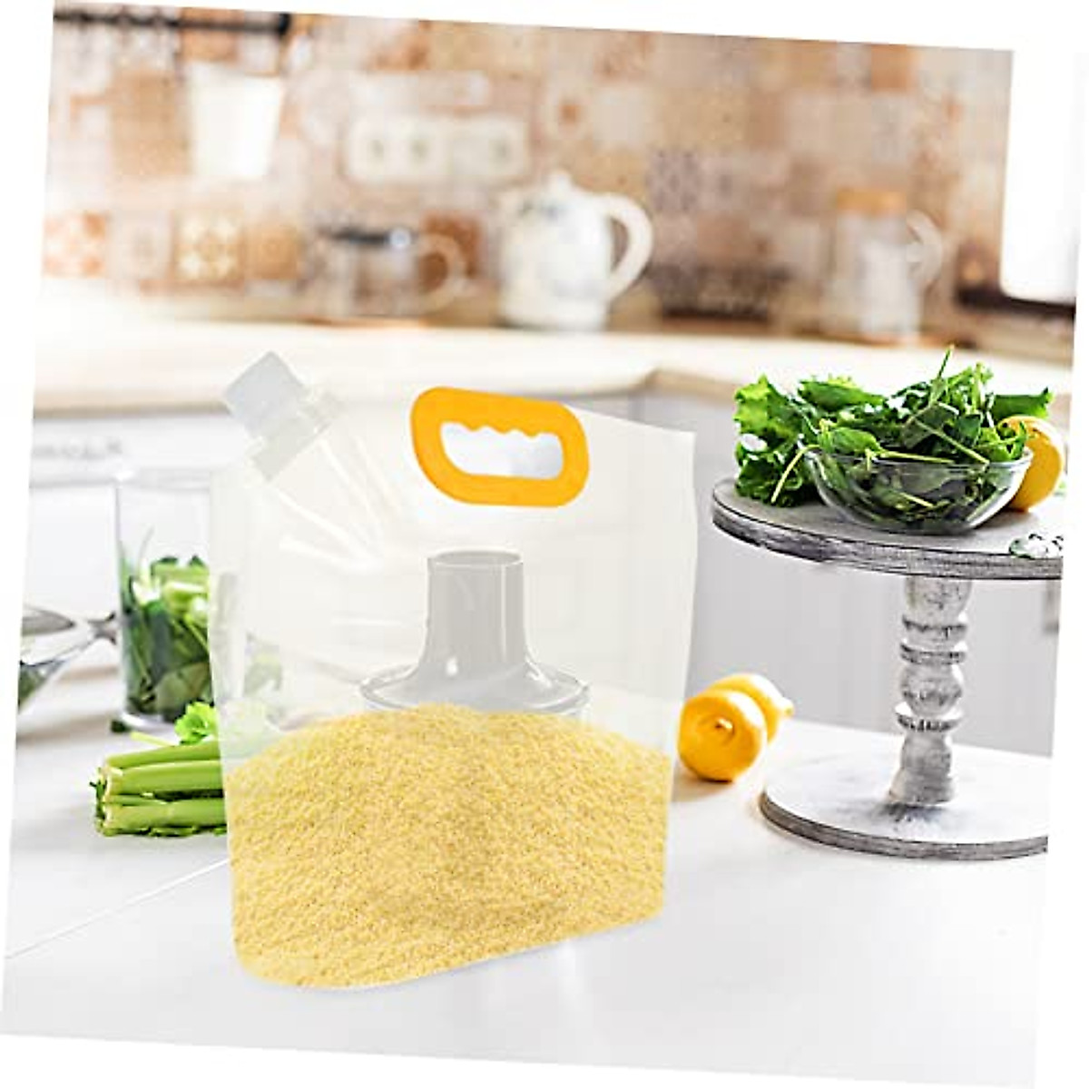 Cabilock 20 Pcs Transparent Grain Bag Nuts Storage Bags Kitchen Canisters Grain Nozzle Bags Reusable Snack Bags Reusable Produce Bags Clear Organizer Bags Nuts Bags Tea Bag Handle Food