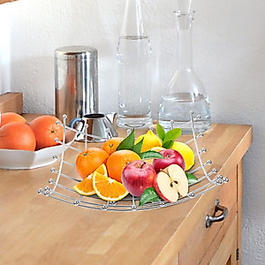 Wakauto Fruit Basket Bowl, Modern Countertop Wire Fruit Vegetable Basket Bowl Tray, Fruit Bowl Holder and Decorative Bowl Stand Perfect for Fruit, Vegetables, Snacks