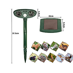 Solar Animal Repeller Outdoor Ultrasonic Animal Pest Repellent with Motion Sensor to Keep Birds Mole Rabbit Deer Raccoon Away, Deterrent Protect Garden Yard Farm, Green Color