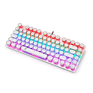 HUO JI E-Yooso Z-88 Typewriter RGB Mechanical Keyboard, Vintage Retro Style with Brown Switches, Compact 81 Keys for PC, Mac, White