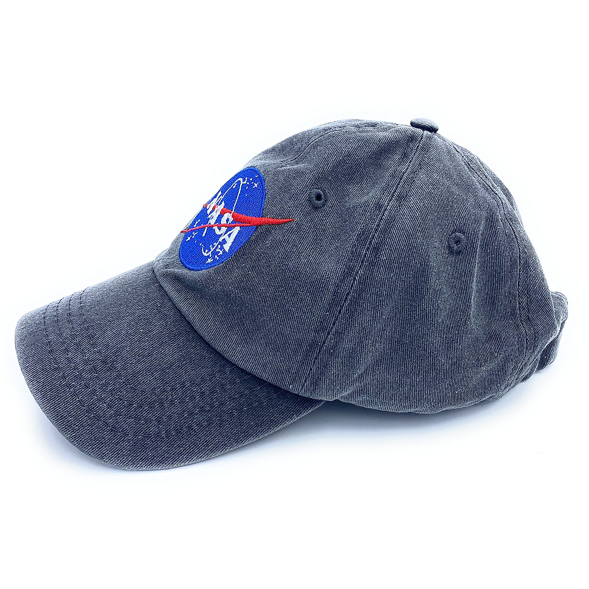 Aeisage NASA Hat Black Mens Cap Dad Hat NASA Baseball Hat for Women Washed Cotton Caps, Medium