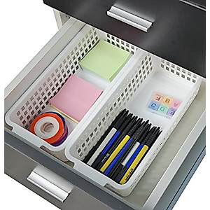 Fiazony 6-Pack Small Plastic Storage Baskets/Trays Organizer, White