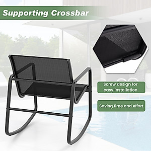 HAPPYGRILL 3 Piece Patio Rocking Bistro Set with Glass-Top Table, Rocking Bistro Chairs, Small Patio Furniture Set Outdoor Rocker Chair Conversation Set for Porch, Yard, Balcony