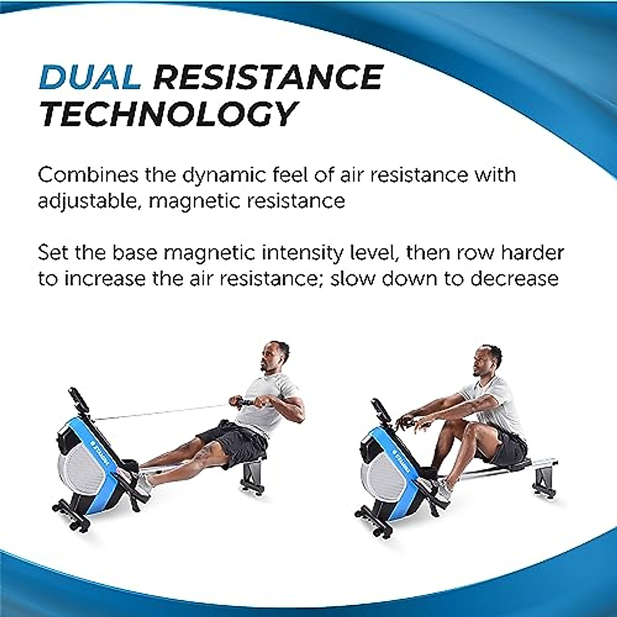 Stamina DT Plus Rowing Machine 1409 - Rower Machine with Smart Workout App - Rower Workout Machine with Dual Air and Magnetic Resistance - Up to 250 lbs Weight Capacity
