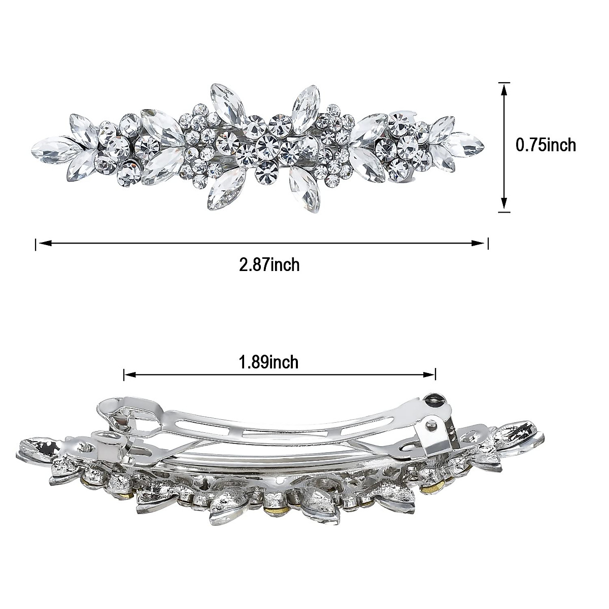 Austrian Crystal Hair Clips, Rhinestones Hairpins Barrettes, White Sparkly Hairgrip Hair Headwear Accessories for Women Girl