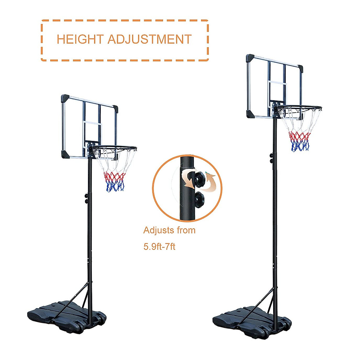HaoKang Portable Basketball Hoop Height-Ajustable Stand 28 inch Background with Wheels System for Teenager Indoor Outdoor, Black