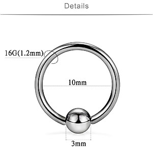 SCERRING 2PCS 16G G23 Titanium Captive Bead Ring Nose Rings Hoop Helix Daith Cartilage Tragus Earrings Eyebrow Body Piercing 10mm