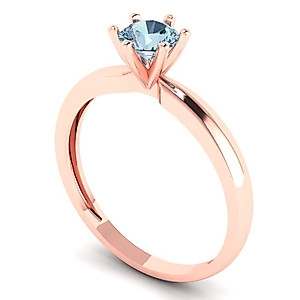 Clara Pucci 0.50 ct Round Cut Solitaire Natural Sky Blue Topaz gemstone Bridal Designer Anniversary Engagement Ring in 14k rose Gold